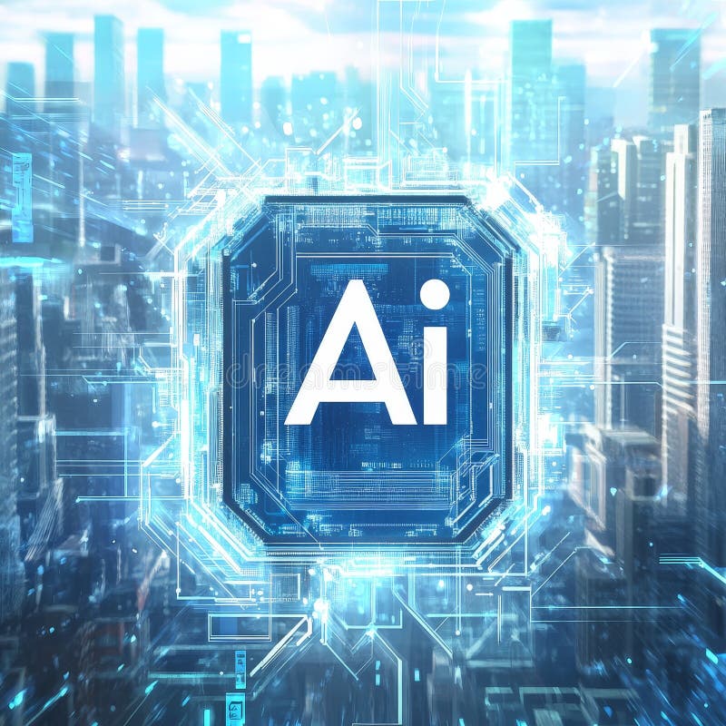 AI Chip with Circuits and Digital Network Connections Stock Image ...