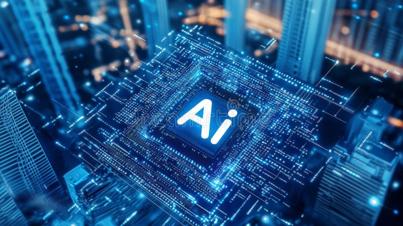 AI Chip with Circuits and Digital Network Connections Stock Image ...
