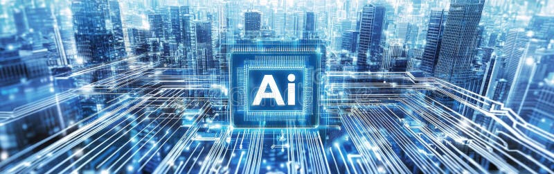 AI Chip with Circuits and Digital Network Connections Stock Photo ...