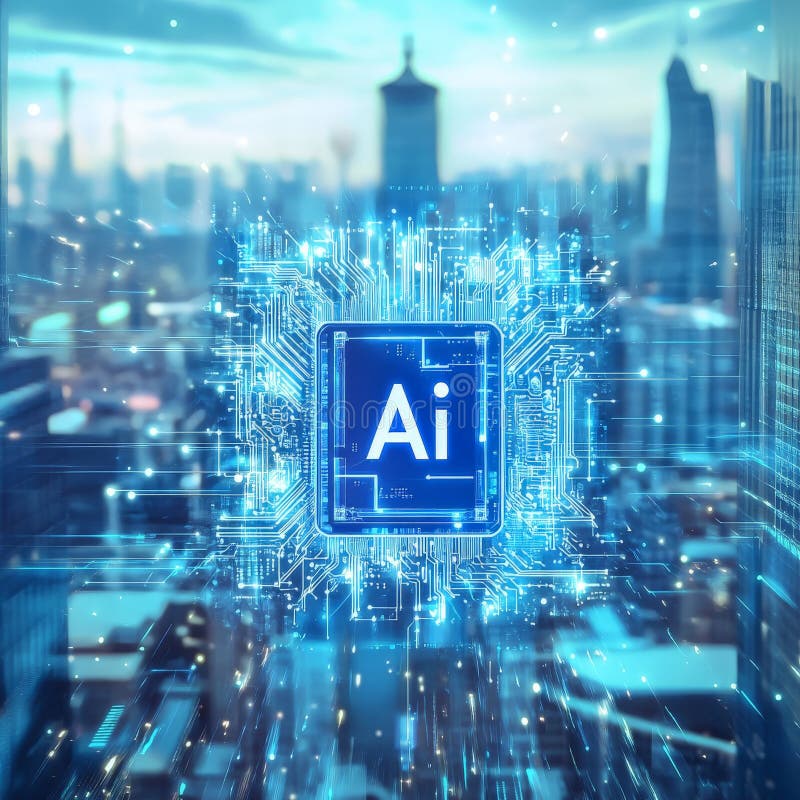 AI Chip with Circuits and Digital Network Connections Stock Photo ...