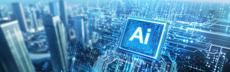 AI Chip with Circuits and Digital Network Connections Stock Photo ...