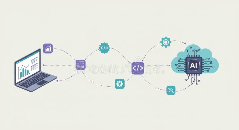 Digital AI data. stock illustration. Illustration of technology - 375188661