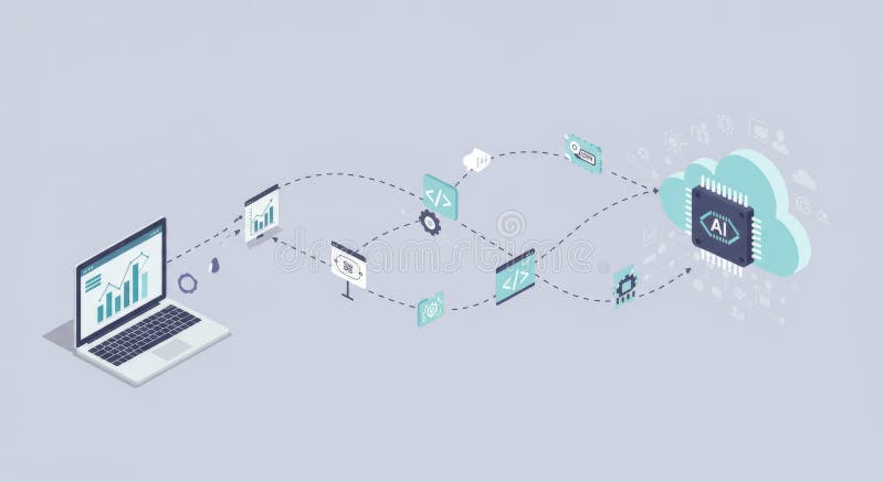 Digital AI data. stock illustration. Illustration of innovation - 375188665