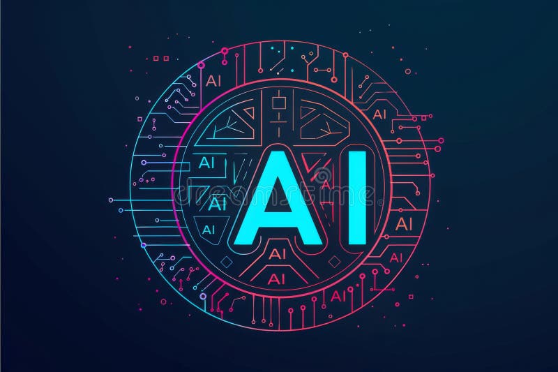 Digital AI Emblem with Glowing Elements, Symbolizing Advanced ...