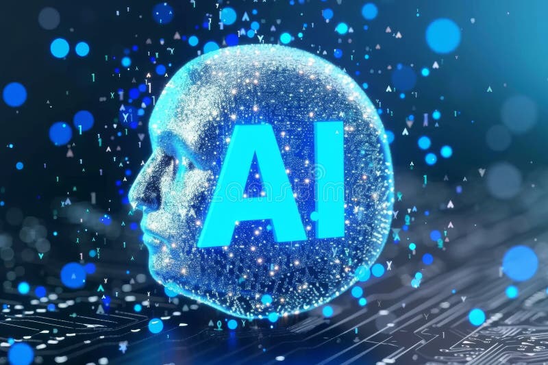Digital AI Head in Cyber Environment, Modern Technology, Advanced ...