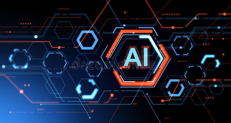 Digital AI Hologram with Glowing Connection Cells, Machine Learning ...