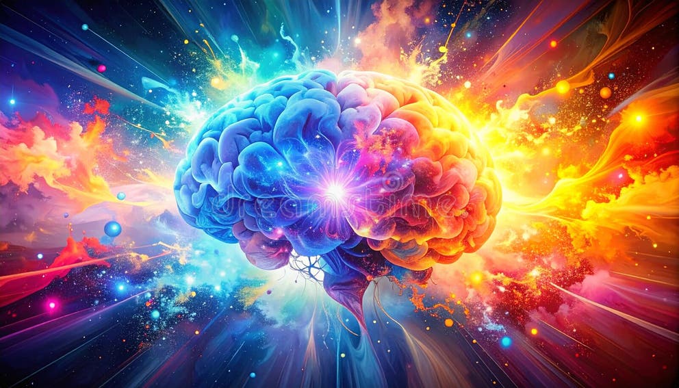 Digital AI Particles Forming Brain Structure in Air. AI Themed ...