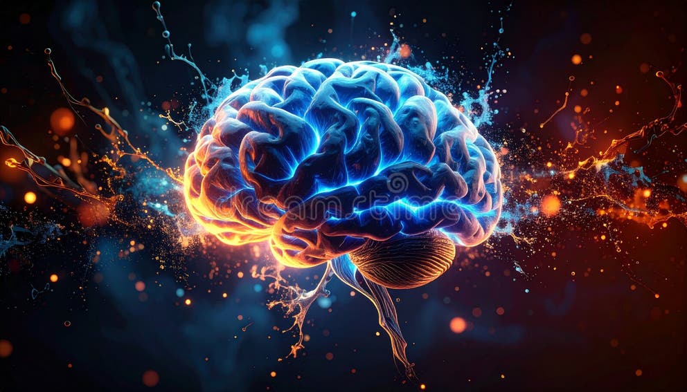 Digital AI Particles Forming Brain Structure in Air. AI Themed ...