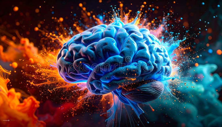 Digital AI Particles Forming Brain Structure in Air. AI Themed ...