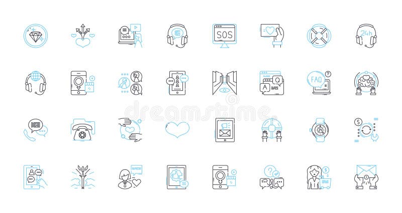 Digital Aid Linear Icons Set. Technology, Assistance, Modernization ...