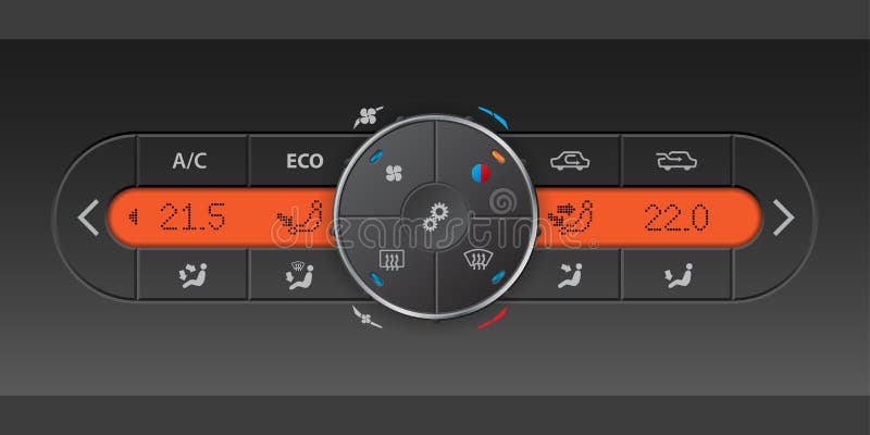 Digital Air Condition Control Panel with Orange LCD Stock Vector ...