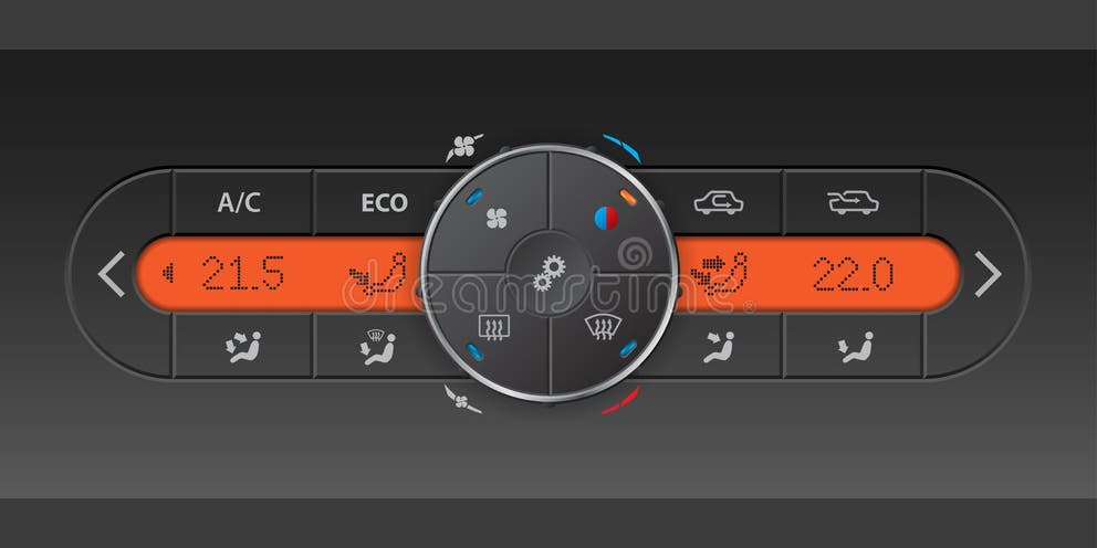 Digital Air Condition Control Panel with Orange LCD Stock Vector ...