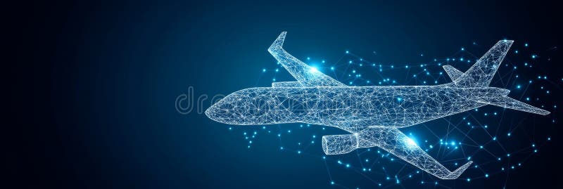 Digital Airplane on Network Mesh Gradient, Flight Visualization ...