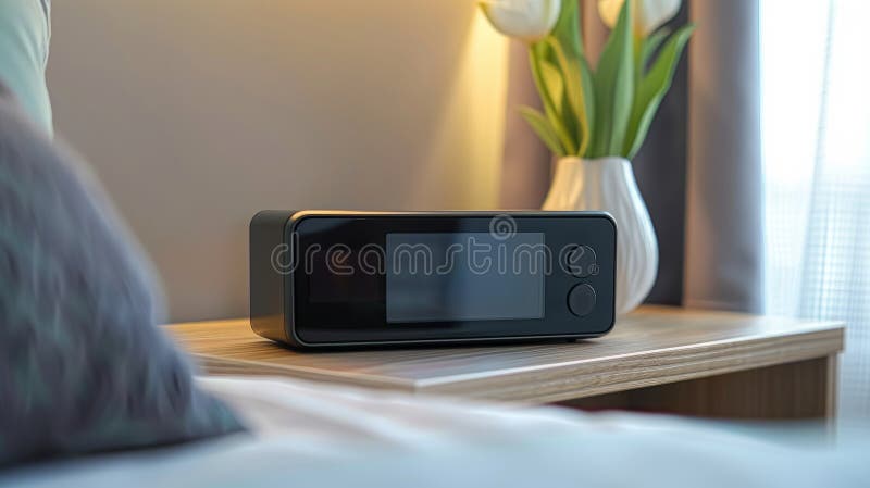Digital Alarm Clock on a Bedside Table Stock Photo - Image of alarm ...