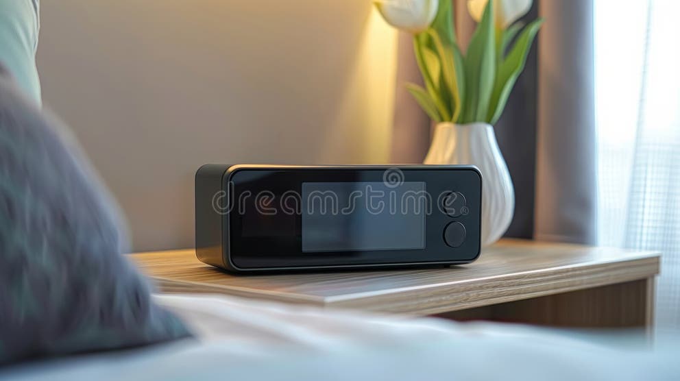 Digital Alarm Clock on a Bedside Table Stock Photo - Image of alarm ...