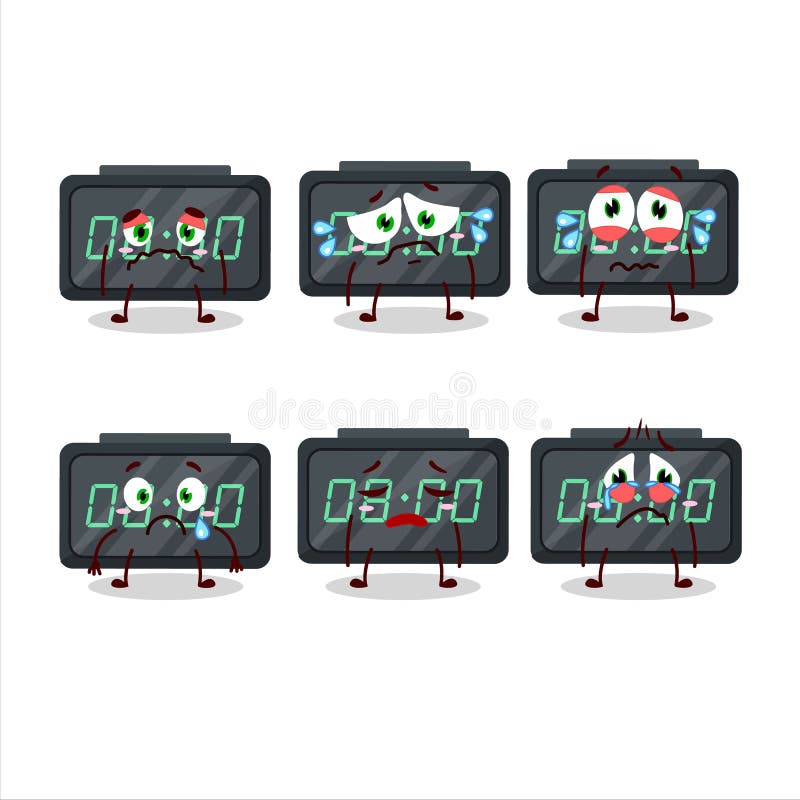 Digital Alarm Clock Cartoon Character with Sad Expression Stock Vector ...