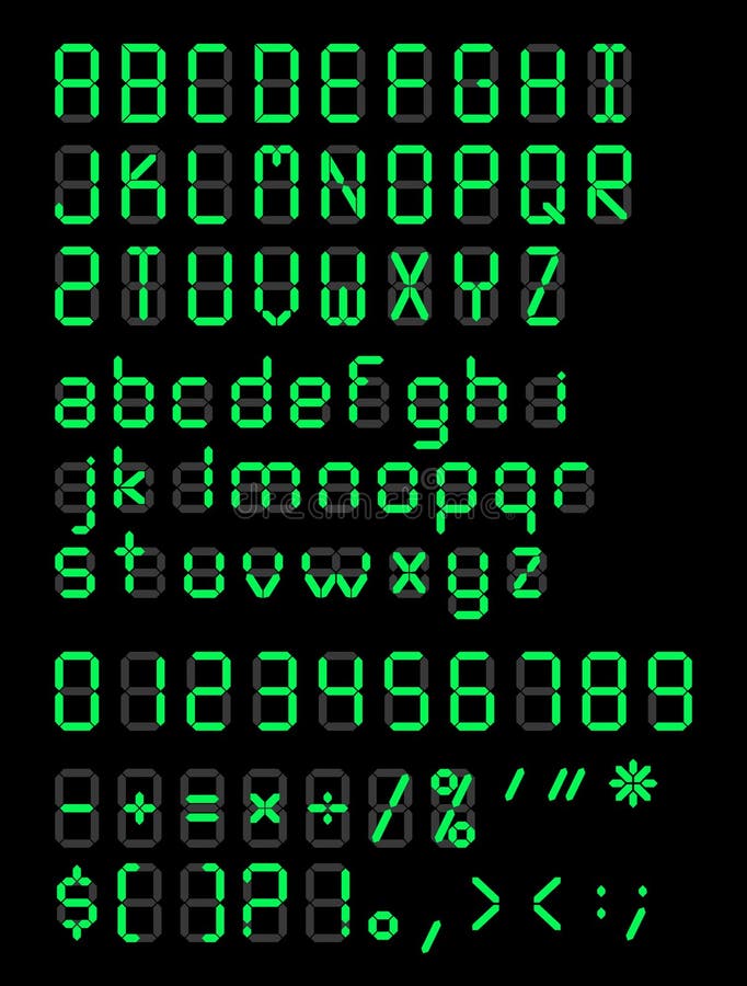 Digital alarm clock font stock vector. Illustration of minute - 328903269