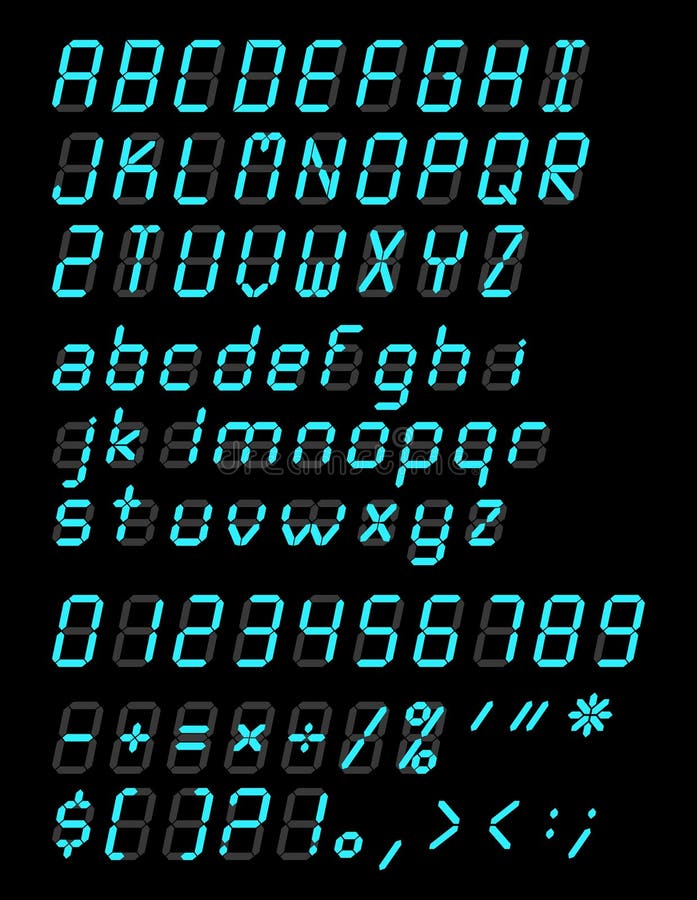 Digital alarm clock font stock vector. Illustration of digital - 290114579