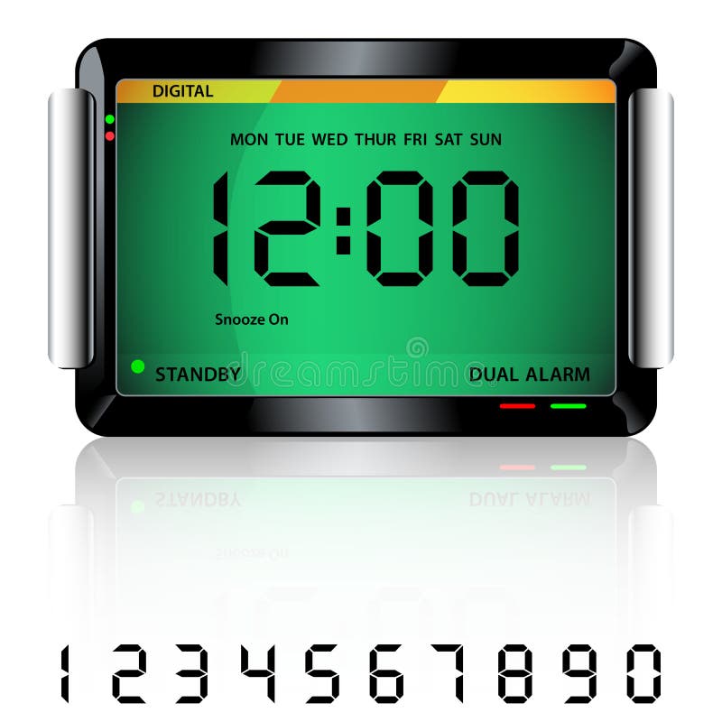 Digital alarm clock green stock vector. Illustration of handle - 15811614 Digital alarm clock green stock vector. Illustration of handle - 15811614