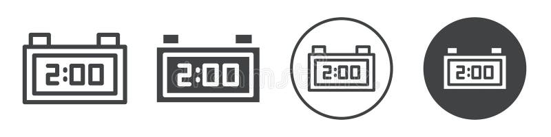 Digital Alarm Clock Icon Vector Logo Outline Stock Vector ...