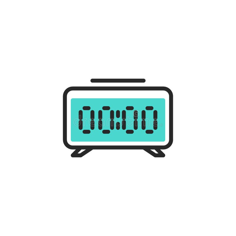 Digital clock outline icon stock vector. Illustration of screen - 130519738