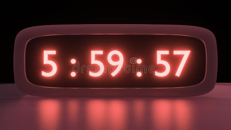 Digital Alarm Clock with Orange Clockface Waking Up at 6 am. the ...