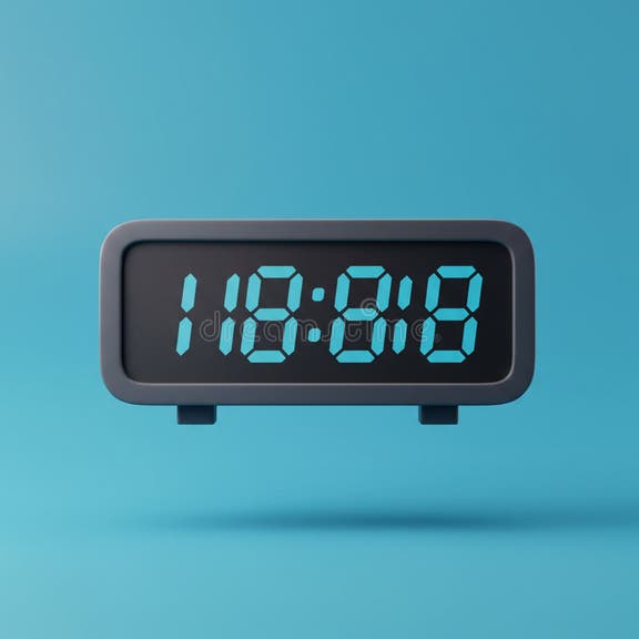 A Digital Alarm Clock with a Rectangular Black Frame Displays the Time ...