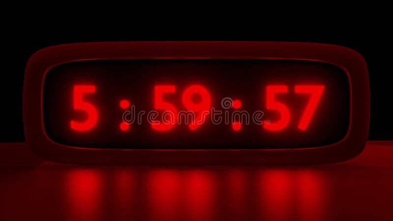 Digital Alarm Clock with Pink Clockface Waking Up at 6 am. the Numbers ...