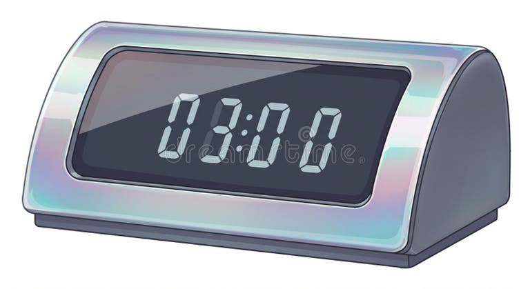 A Digital Alarm Clock with a Rounded Rectangular Design, Featuring ...