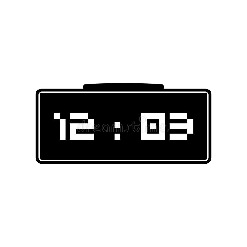Digital Alarm Clock Silhouette. Black and White Icon Design Elements on ...