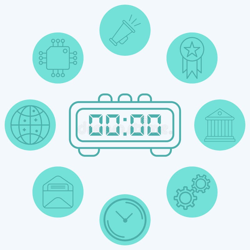 Digital Alarm Clock Vector Icon Sign Symbol Stock Illustration ...