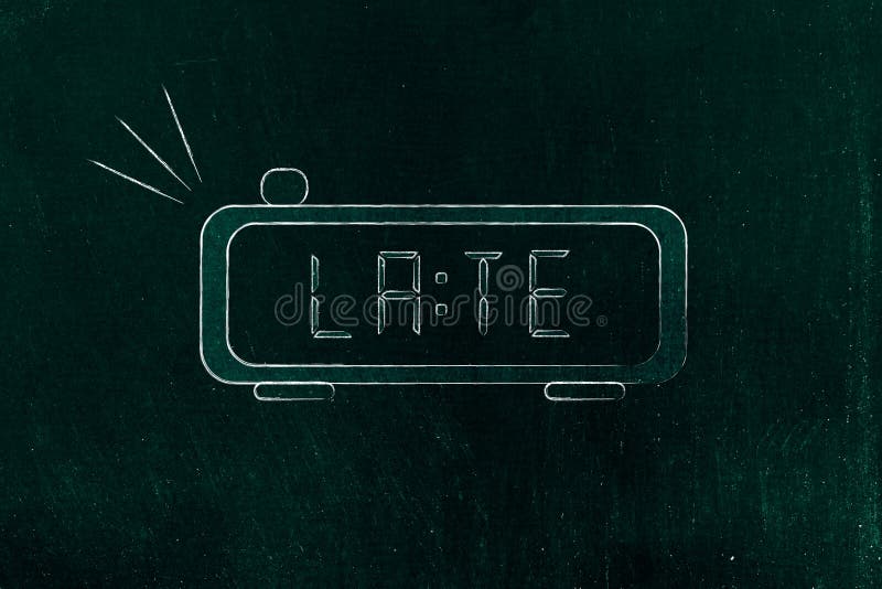 Digital Alarm with Word Late instead of Time Stock Photo - Image of ...