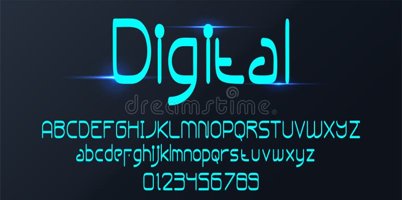 Digital Alphabet Font Vector Illustration Isolated Background Stock ...
