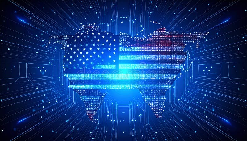 Digital American Flag Transitioning into Tech Pattern . Independence ...