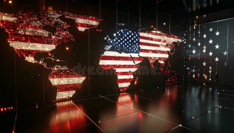 Digital American Flag Transitioning into Tech Pattern . Independence ...