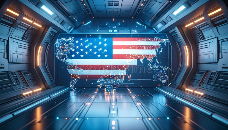 Digital American Flag Transitioning into Tech Pattern . Independence ...