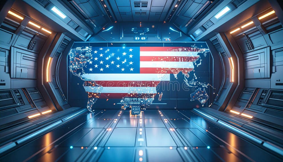 Digital American Flag Transitioning into Tech Pattern . Independence ...