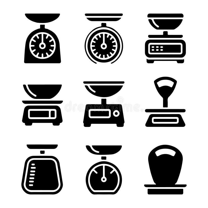 Digital and Analog Food Scale Icons Stock Vector - Illustration of ...