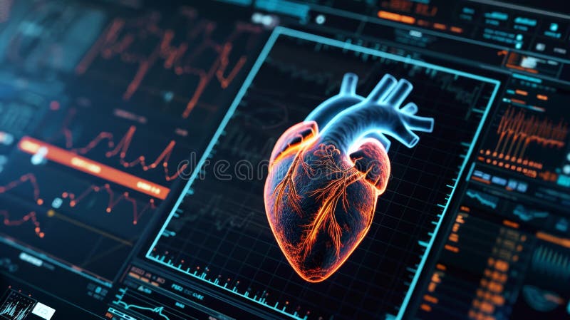 A Digital Analysis of a Human Heart Displayed on a Screen, Ai Generated ...