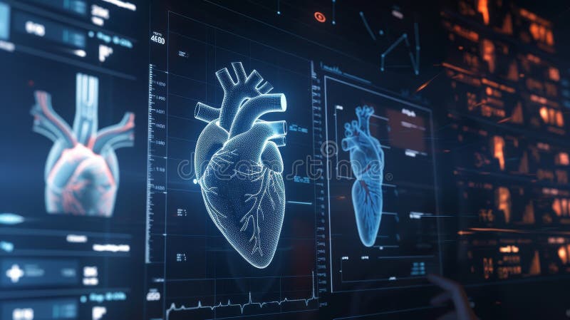 A Digital Analysis of a Human Heart Displayed on a Screen, Ai Generated ...