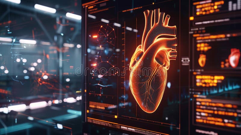 A Digital Analysis of a Human Heart Displayed on a Screen, Ai Generated ...