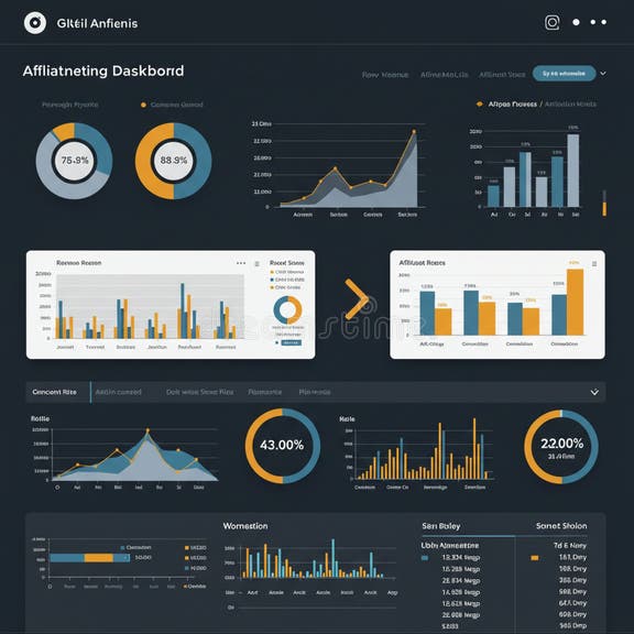 A Digital Analytics Dashboard Featuring Various Charts and Graphs Stock Illustration ...