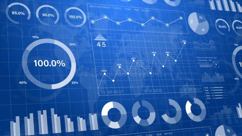 Digital Analytics Dashboard Interface with Business Charts, Graphs, and Financial Data ...