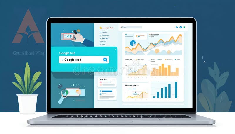Digital Analytics Dashboard: a Modern Laptop Displays a Vibrant Digital Analytics Dashboard ...