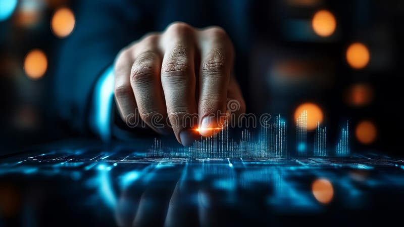 Digital Analytics Data Visualization Business Insights With Modern Touchscreen Interface Stock