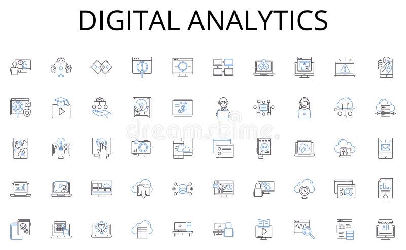 Digital Analytics Line Icons Collection. Strategy, Coordination ...