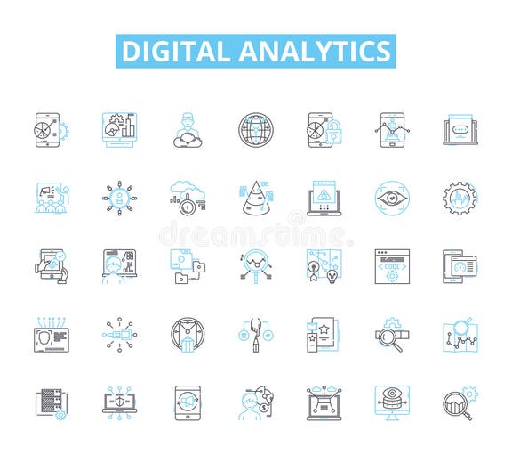 Digital Analytics Linear Icons Set. Metrics, Insights, Attribution ...