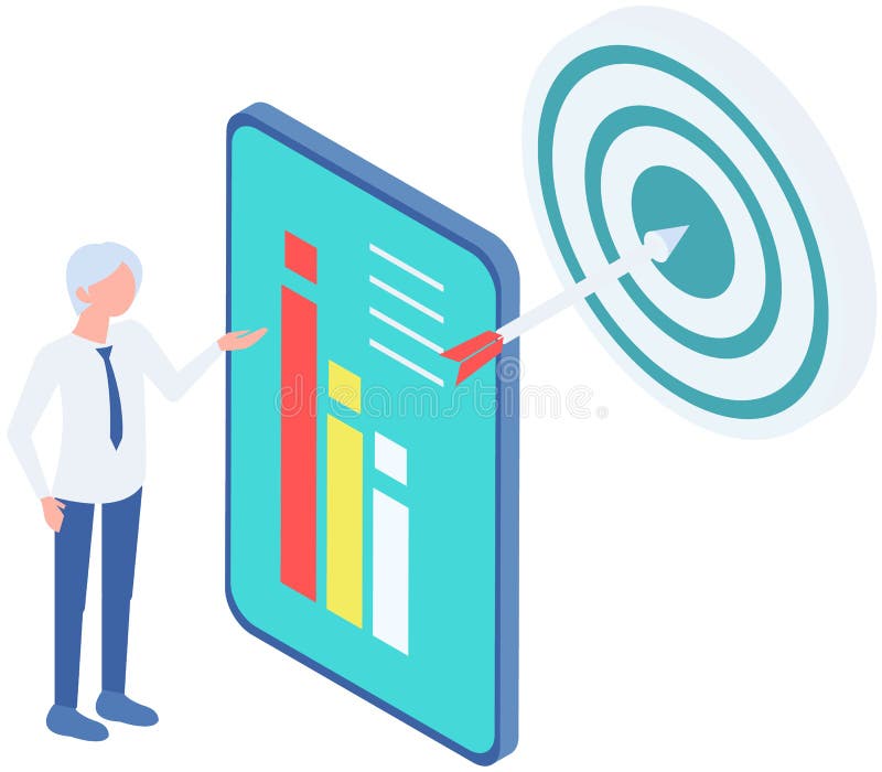 Man Employee Works with Data Analysis and Statistics. Successful ...