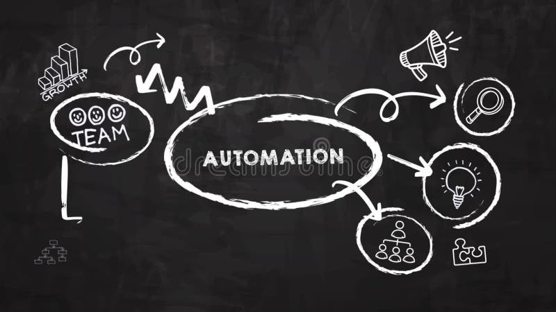 Digital Animation on Black Board. Automation Software Concept As an ...