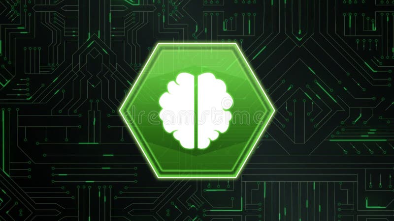 Brain in a Hexagon and a Digital Circuit Stock Footage - Video of ...
